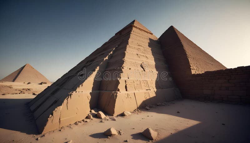 The Crumbling Base of a Pyramid, with Sand Encroaching upon Its Ancient ...