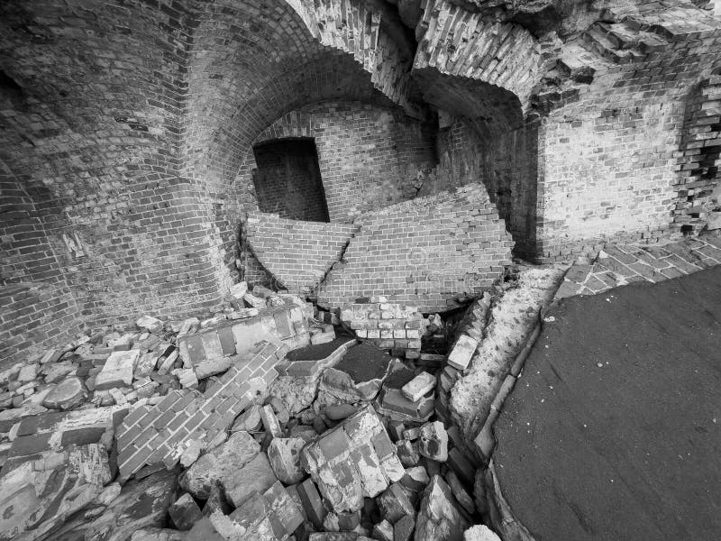 Crumbling Brick Wall in Abandoned Building Ruins Stock Image - Image of ...