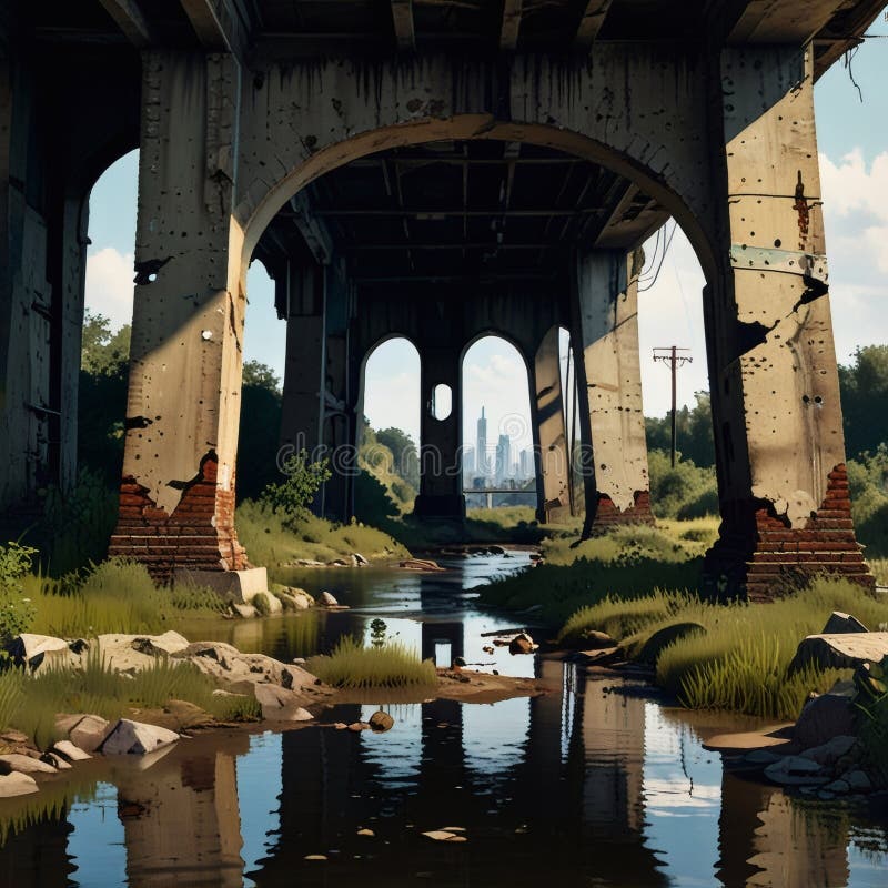 A Crumbling Bridge Connecting Two Cities, Symbolizing Stalled Growth ...