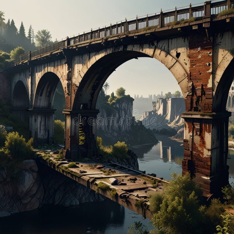 A Crumbling Bridge Connecting Two Cities, Symbolizing Stalled Growth ...