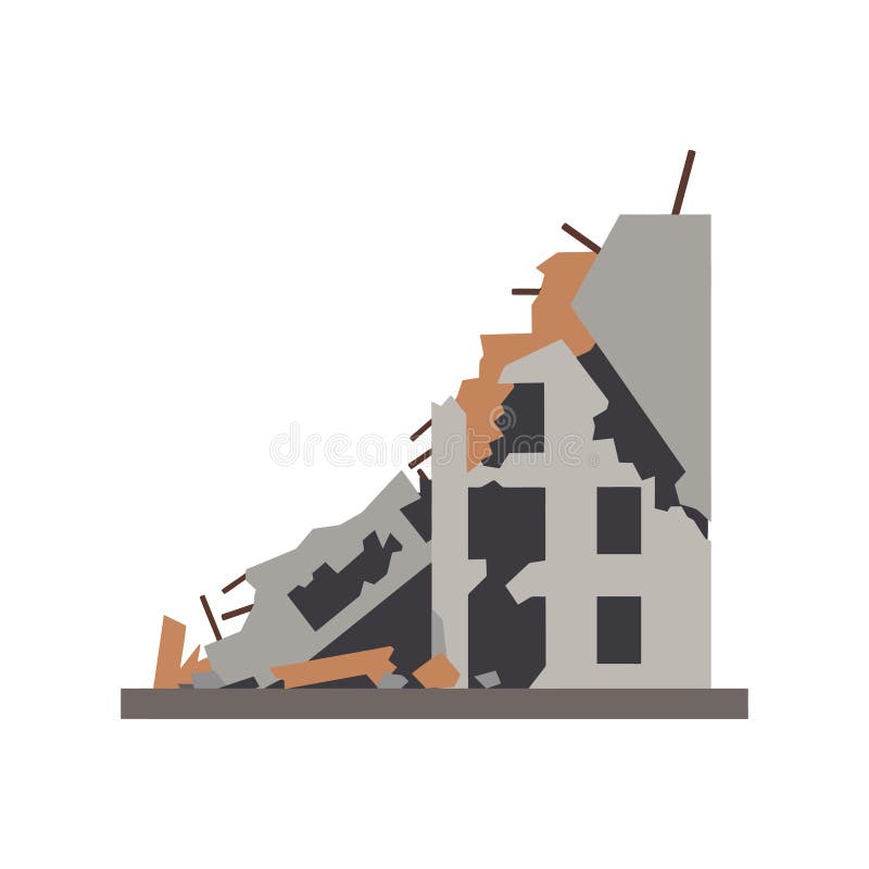 Crumbling Building Debris with Jagged Edges and Scattered Rubble in a ...