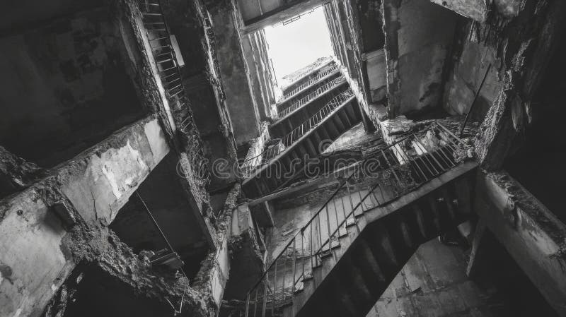 A Crumbling Concrete Staircase in a Derelict Building Stock ...