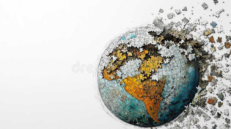 Crumbling Earth Globe, Pieces Breaking Away Dramatically Stock ...