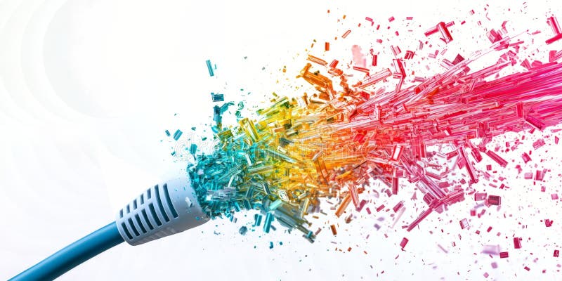 Crumbling Network Cables Turning into Pixel Dust, Abstract Digital ...