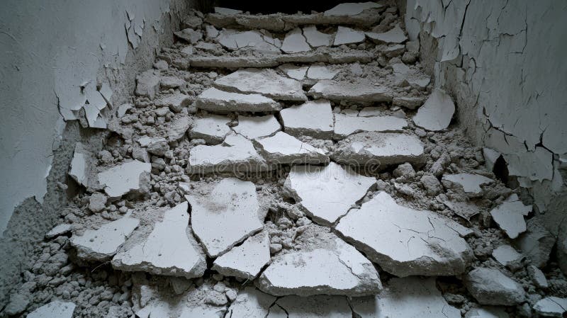 A Crumbling Staircase in an Abandoned Building. Stock Illustration ...