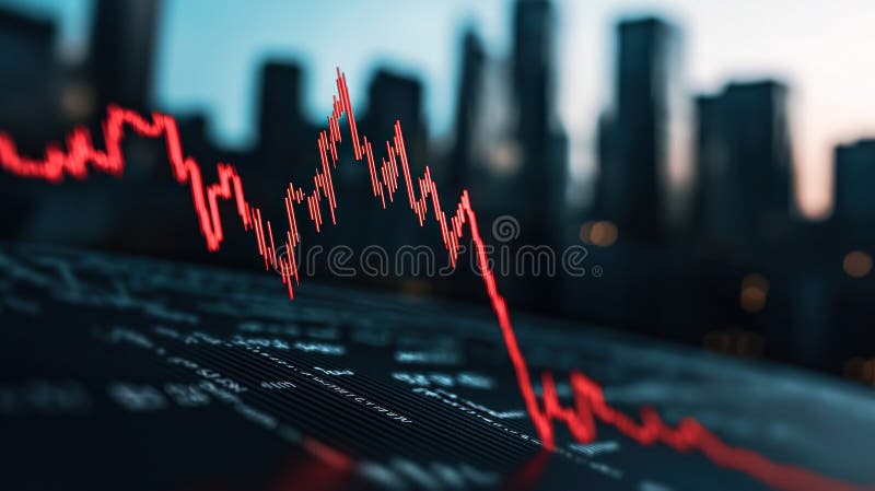 Crumbling Stock Market Graph with Red Lines Plummeting Dramatically ...