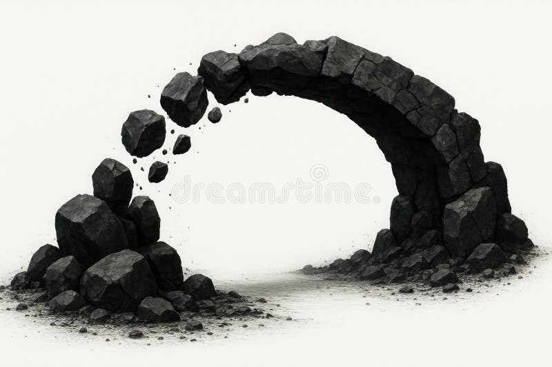 The Crumbling Stone Arch Hung in Space. Stock Image - Image of cracked ...