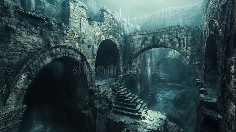 Crumbling Stone Structure with a Set of Dilapidated Stairs Stock ...