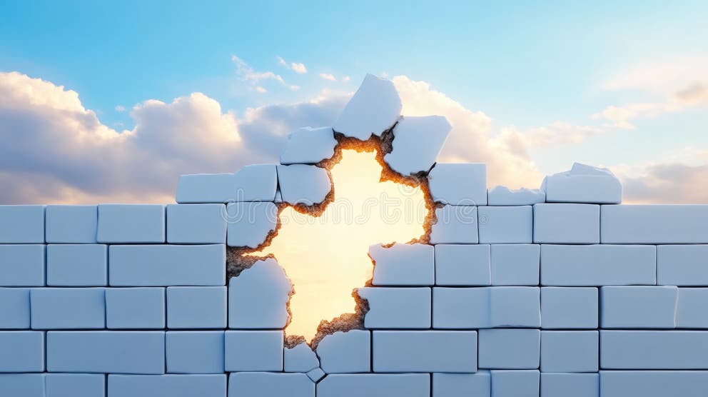 Crumbling Wall Exposing Broken Structure. Stock Illustration ...