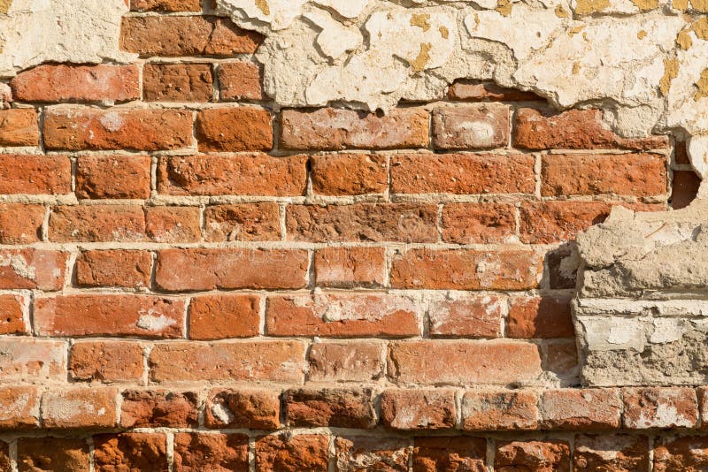 Crumbling Wall of Red Brick Stock Image - Image of crumbling ...
