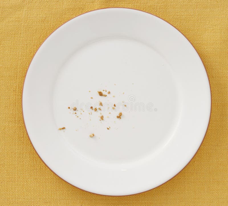 Plate with Crumbs Food and Used Fork Stock Photo - Image of cleanup ...