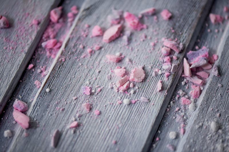 Crumbs from Pink Cupcake on Wooden Surface Stock Photo - Image of ...