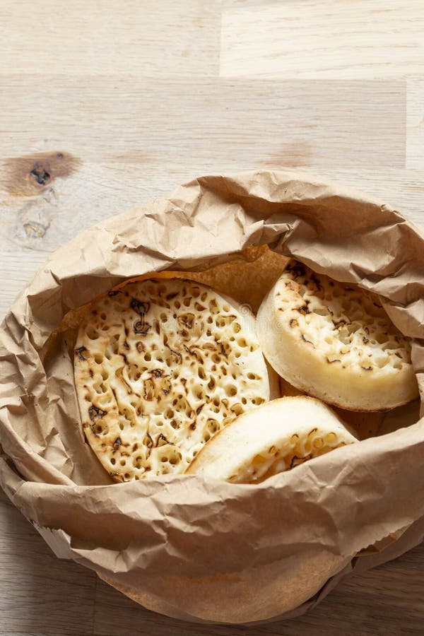 Crumpets in a Brown Paper Bag, Fresh from a Bakery. Eco Friendly ...