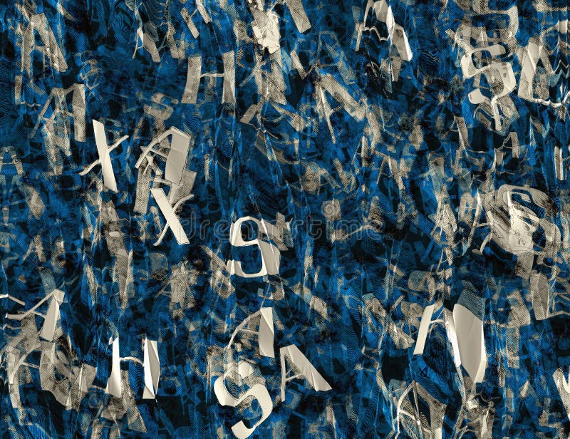 Crumple Paper with Many Abstract Blue Alphabet Letters Stock ...
