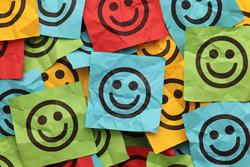Crumpled Adhesive Notes with Smiling Faces Stock Photo - Image of ...