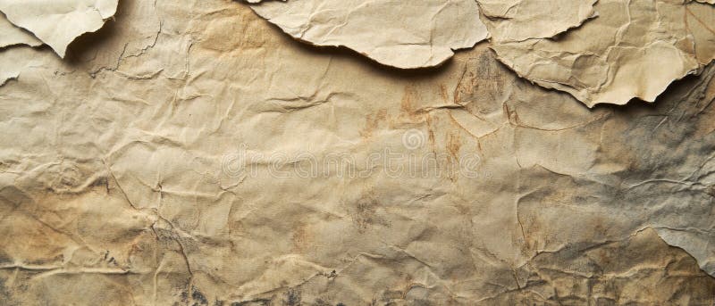 Crumpled and Aged Paper Texture with Faded Brown and Black Stains Stock ...