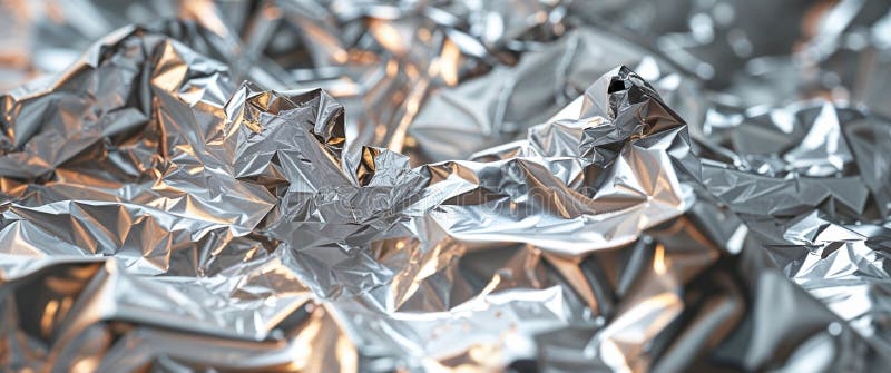 Crumpled Aluminum Foil Close Up High Contrast Texture Reflection Stock ...