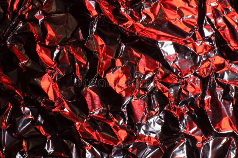 Crumpled Aluminum Foil in Red Light, Background or Texture Stock Photo ...