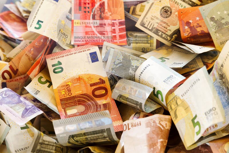 Crumpled Banknotes of 50 Euros of Different Colors. Cyan, Manzheta ...