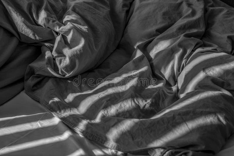 Shadows from the Window on the Bedding on the Bed Stock Image - Image ...