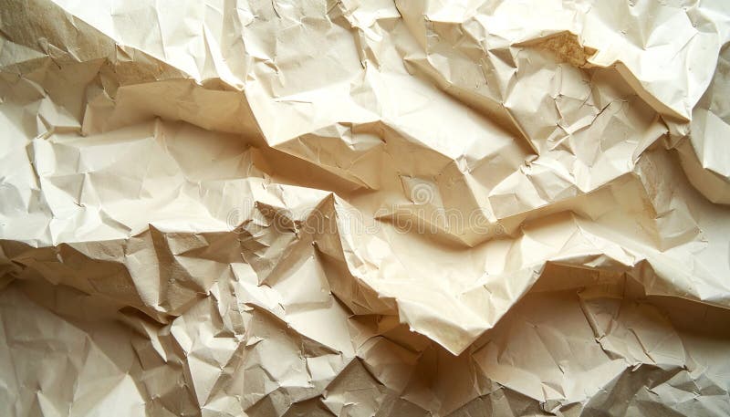 Crumpled Beige Paper Texture Background Stock Photo - Image of backdrop ...