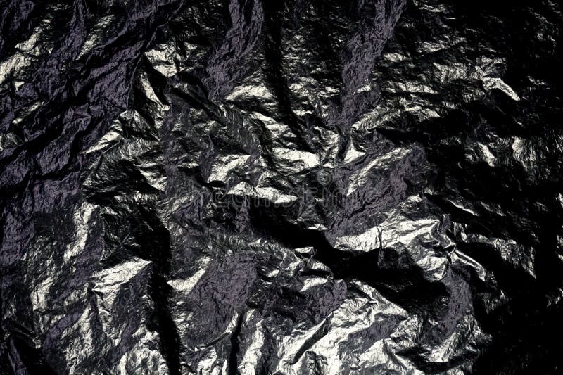 Crumpled Black Foil Background Texture with Light Reflection Stock ...