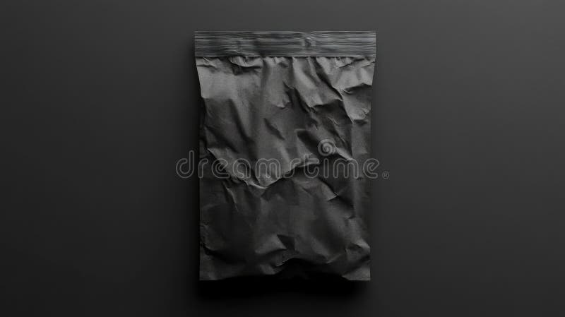 Crumpled Black Paper Packaging on Dark Background Stock Illustration ...