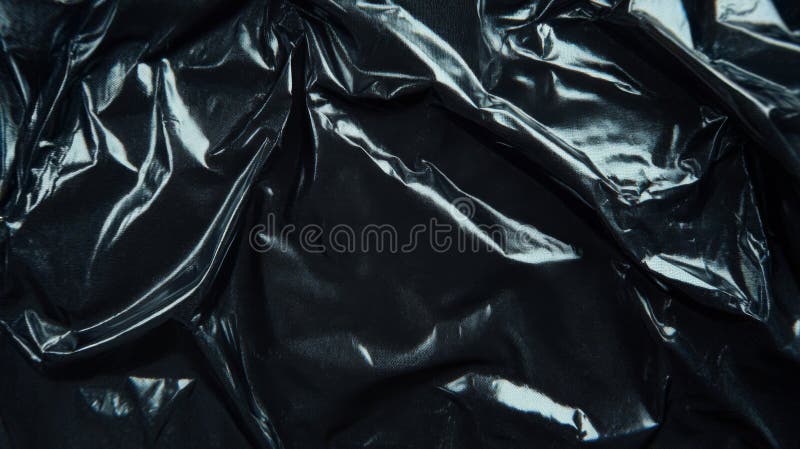 Crumpled Black Plastic Bag with Reflective Surface Stock Illustration ...