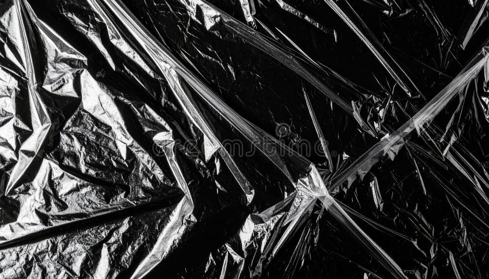 Crumpled Black Plastic Wrap Texture Background Stock Illustration ...