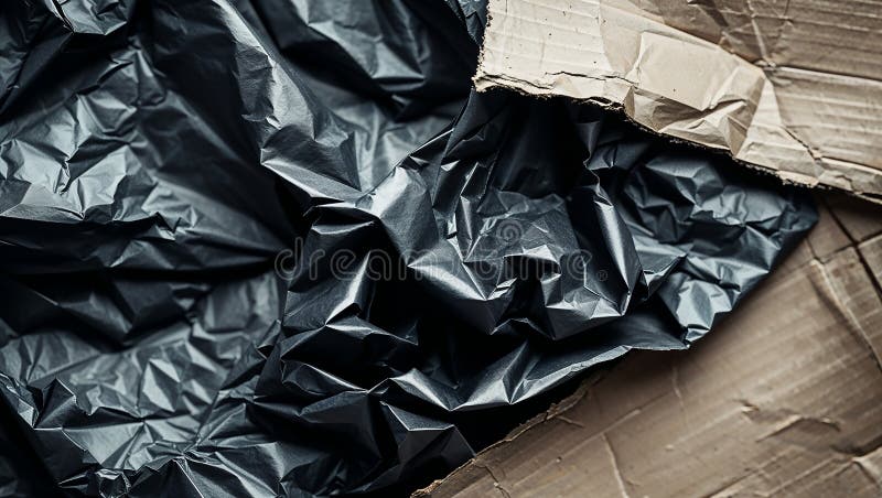 Crumpled Black Plastic Wrapping Inside Cardboard Box Stock Illustration ...