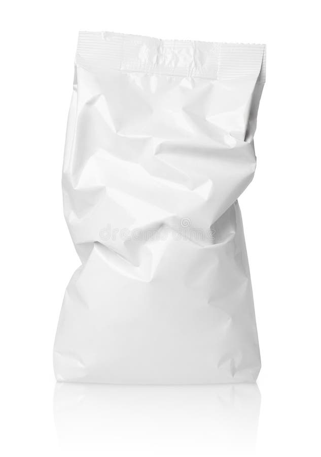 Crumpled Blank Paper Bag Package with Creases on White Stock Photo ...