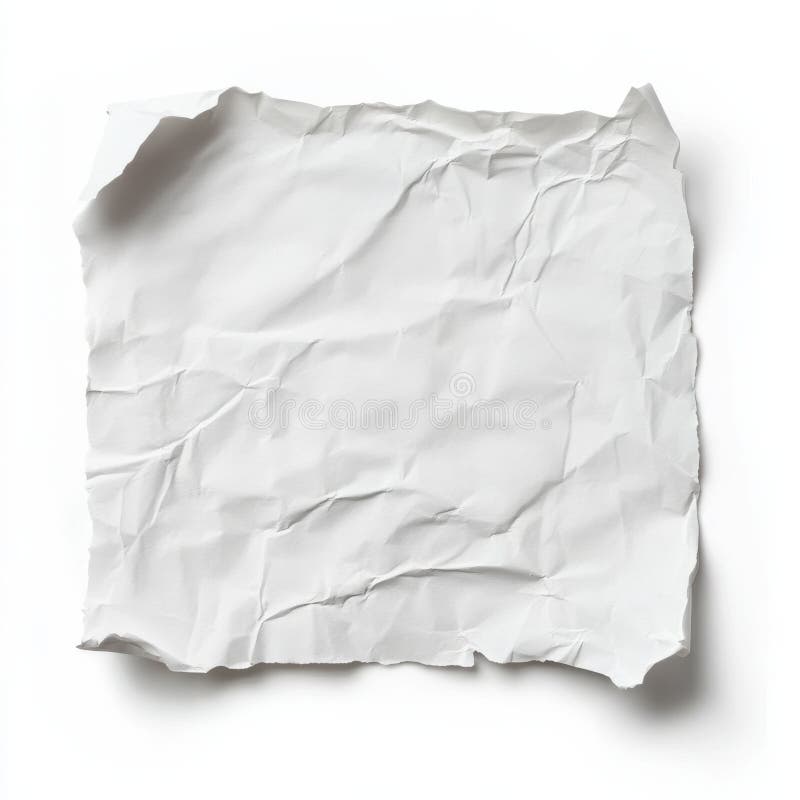 Crumpled Blank Paper Piece with Subtle Wrinkles and Texture Stock ...