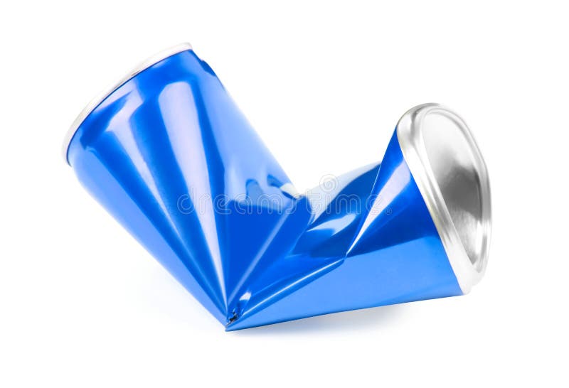 Crumpled Blue Can on White Background. Stock Photo - Image of alcohol ...