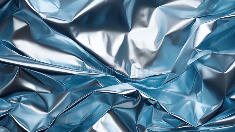 Crumpled Blue Foil Ai Generated Metal Pattern Stock Image - Image of ...