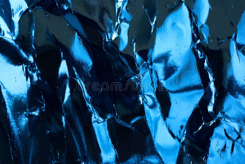 Crumpled Blue Foil Paper Texture. Stock Photo - Image of blue, effect ...