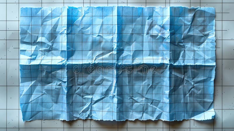 A Crumpled Blue Grid Paper stock illustration. Illustration of texture ...