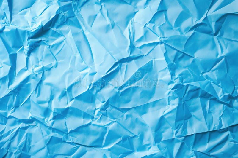 Crumpled Blue Paper Texture Background with Folded Creases. Close-up ...