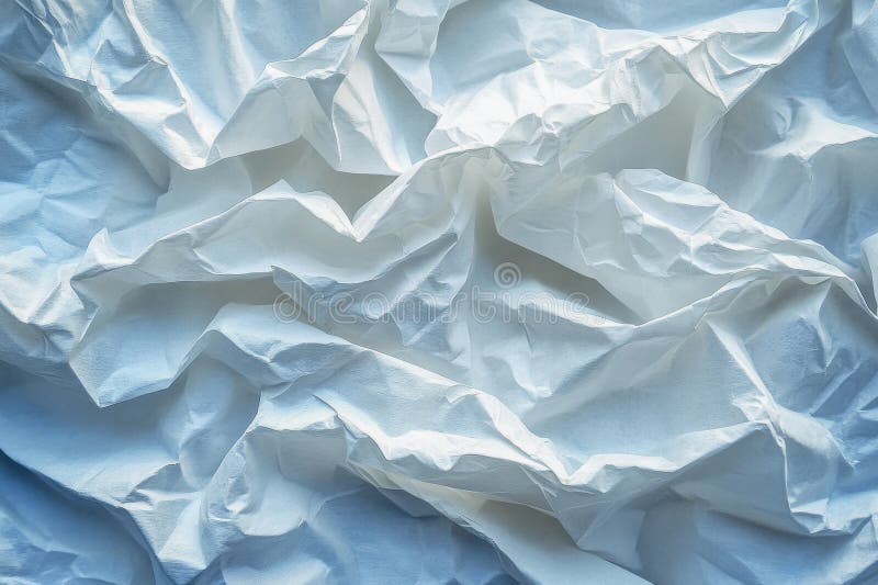 Crumpled Blue Paper Texture with Soft Light and Shadow Play Stock Photo ...
