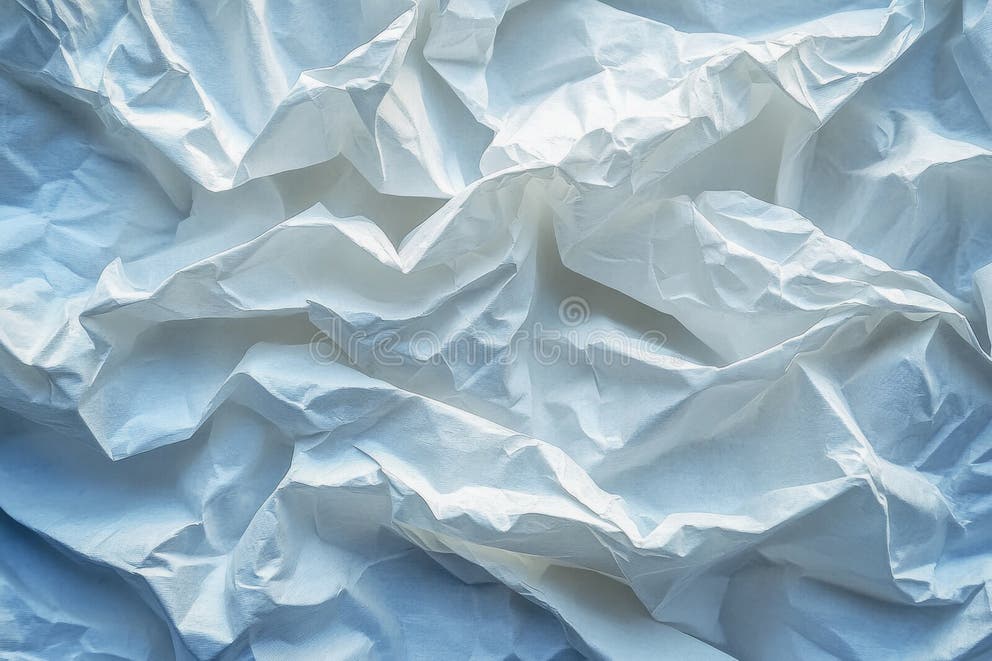 Crumpled Blue Paper Texture with Soft Light and Shadow Play Stock Photo ...