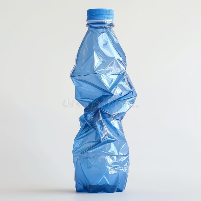 Crumpled Blue Plastic Bottle on White Background Stock Image - Image of ...