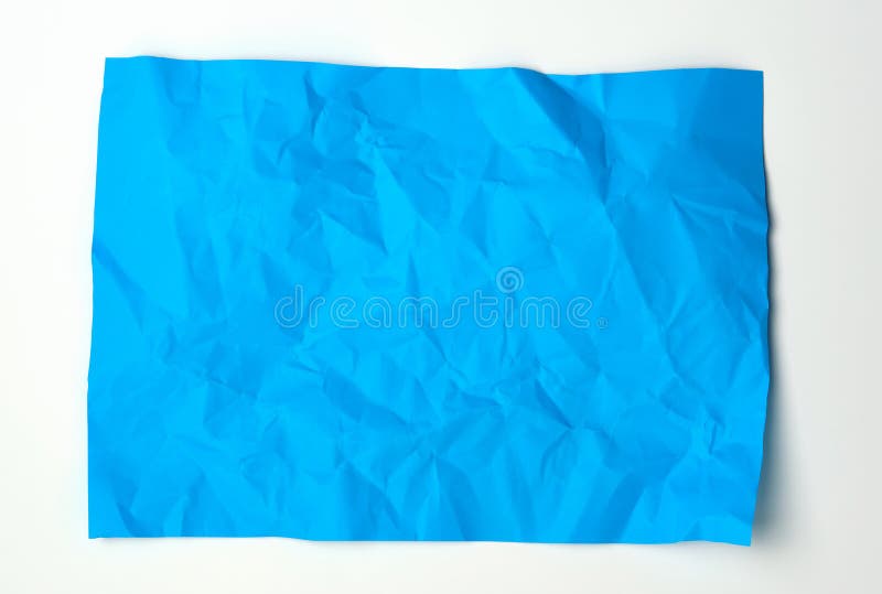 Crumpled Blue Rectangular Sheet of Paper Stock Image - Image of ...