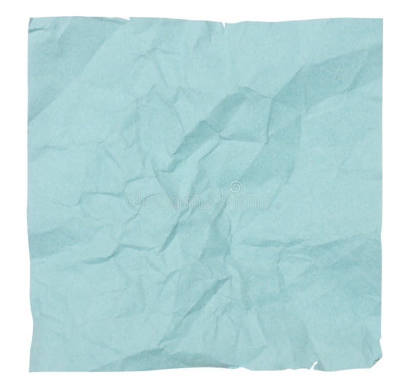 Crumpled Blue Sheet of Paper on White Isolated Background, Sticky Note ...