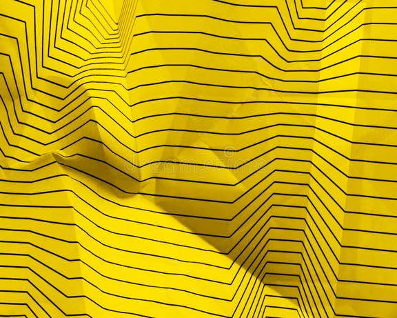 Bright Yellow Twisted and Crushed Lined Paper. Stock Illustration ...