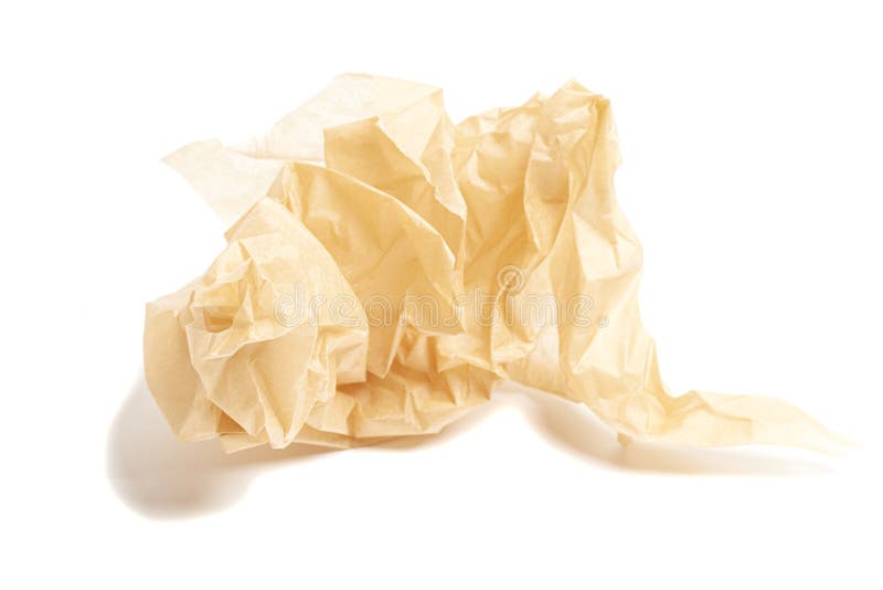 Crumpled Brown Baking Paper Sheets Isolated on White Background Stock ...