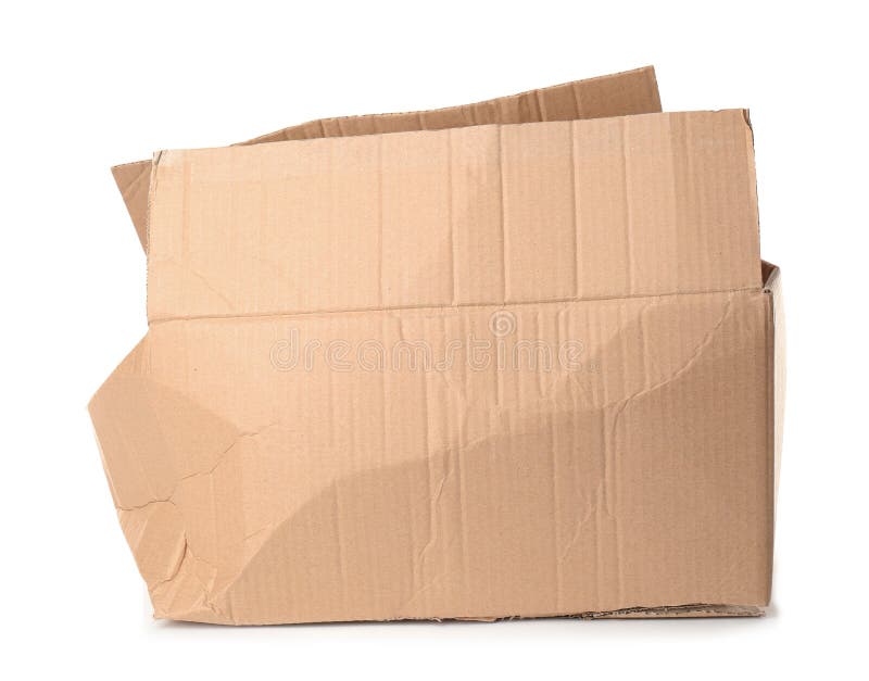 Crumpled Brown Cardboard Box on White Background Stock Image - Image of ...