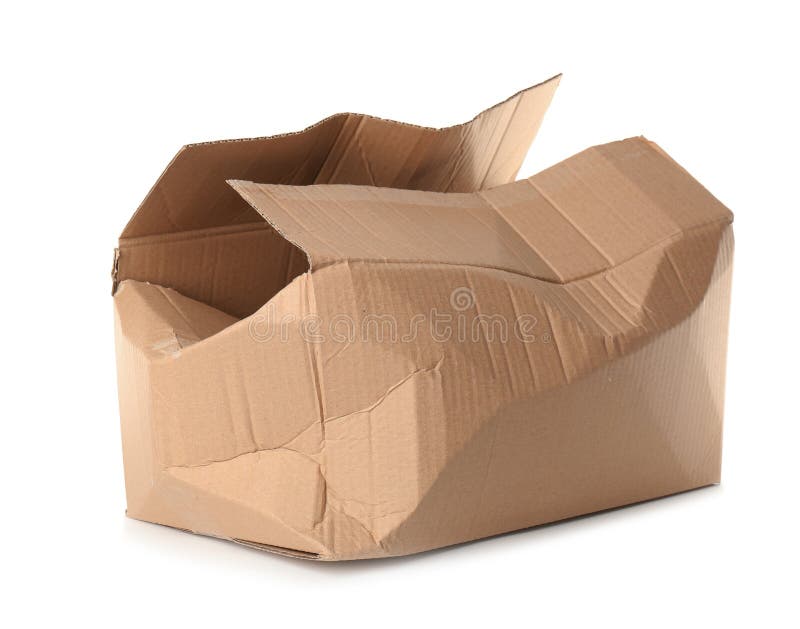 Crumpled Brown Cardboard Box on White Background Stock Photo - Image of ...