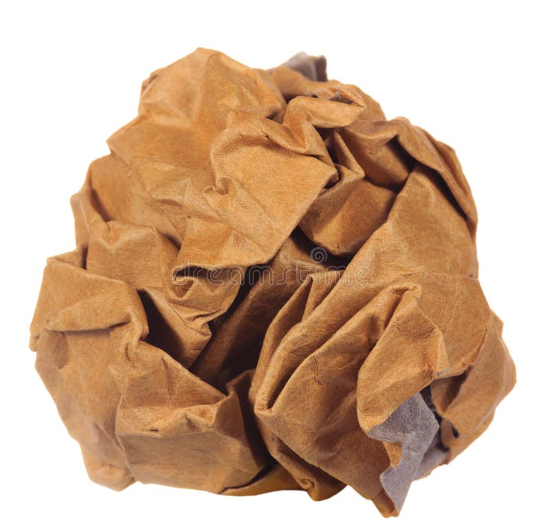 Crumpled Brown Paper Ball Isolated Stock Photo - Image of document ...