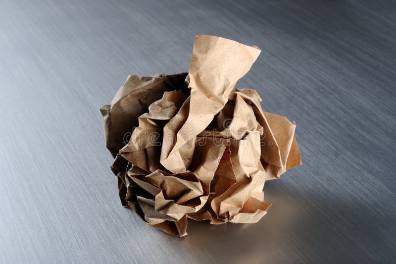 Crumpled Brown Paper stock image. Image of recycle, white - 61706321