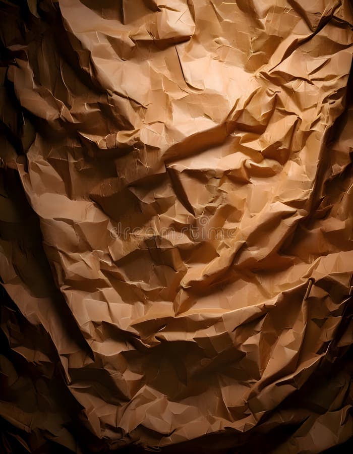 Crumpled Brown Paper with Deep Shadows, Creating a Textured and ...