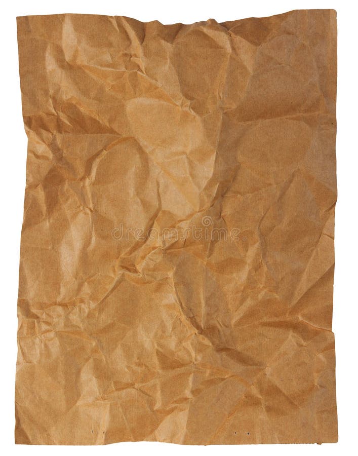 Crumpled Brown Paper Paper Sheet Isolated Stock Image - Image of rough ...